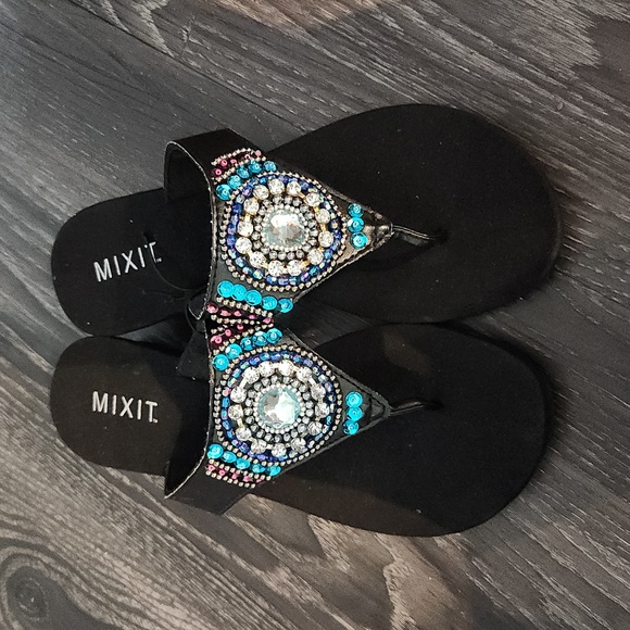 Mixit | Shoes | Mixit Black Rhinestone Sandals 7 | Poshmark